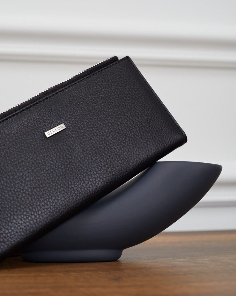 Double Zipper Black Long Wallet
