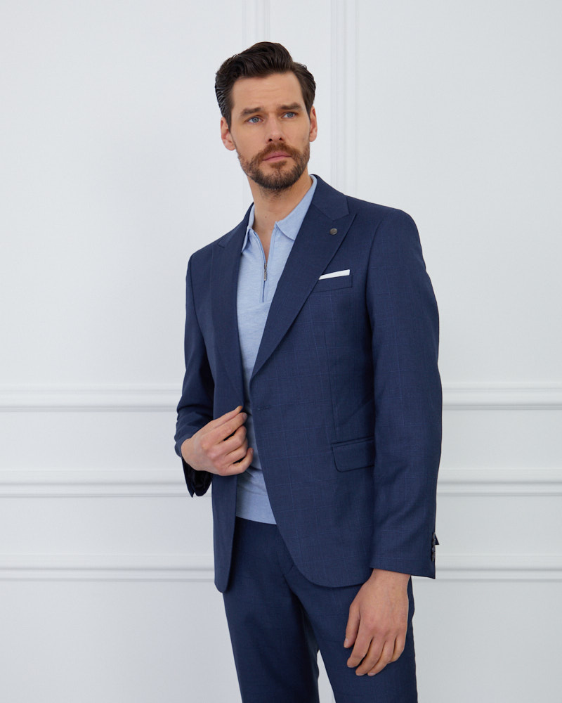 Exquisite Checked Navy Suit