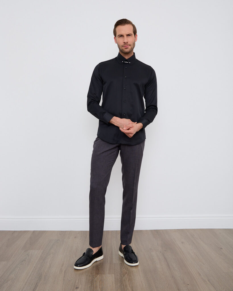 Club Collar Black Shirt