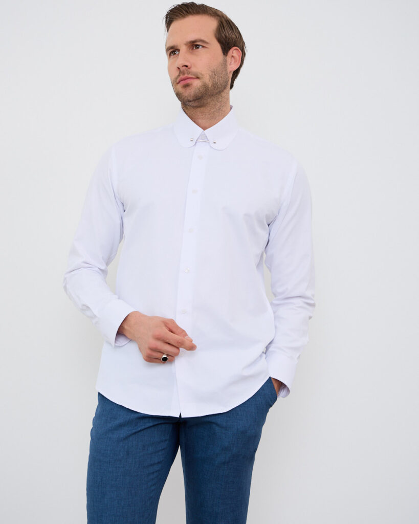Club Collar White Shirt