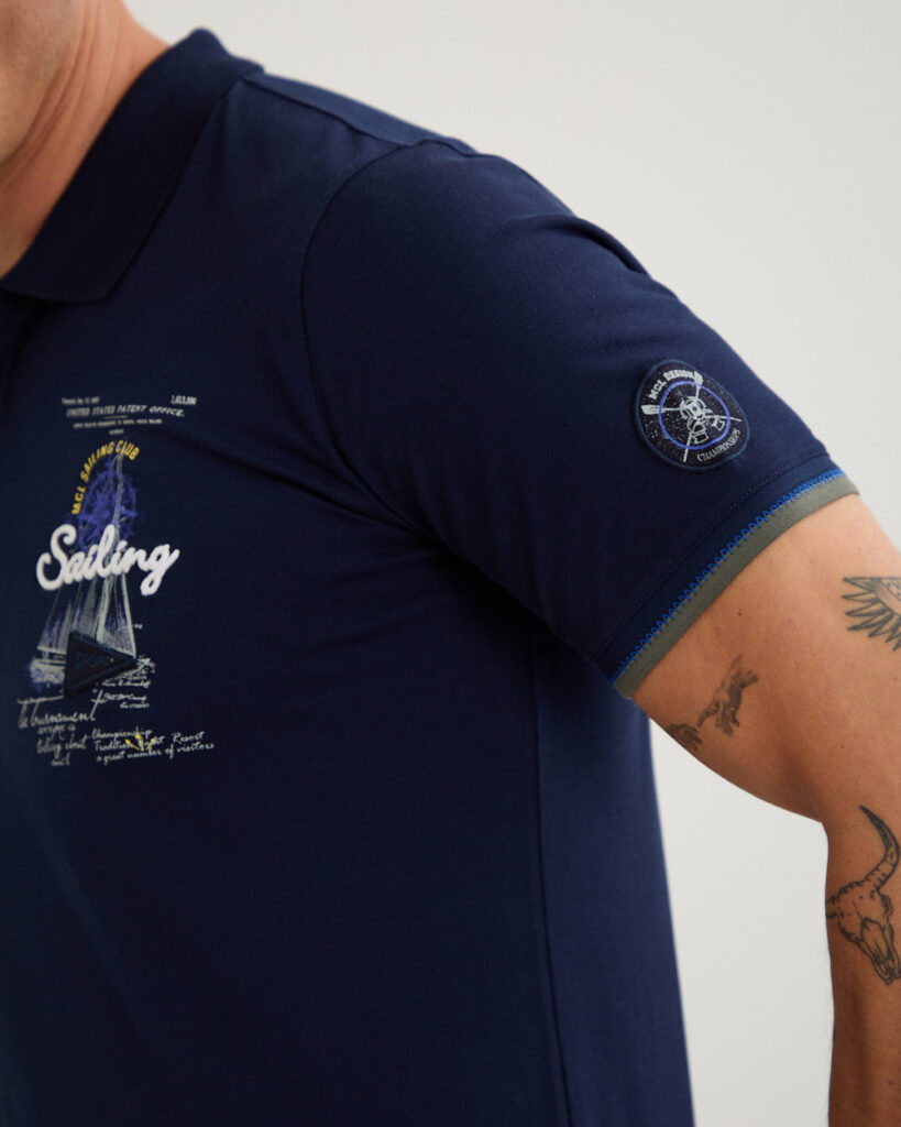 Navy Pique Sailing Polo