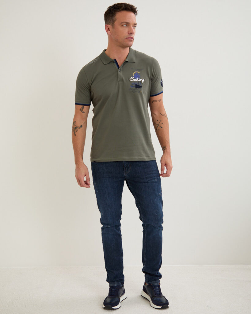 Olive Pique Sailing Polo