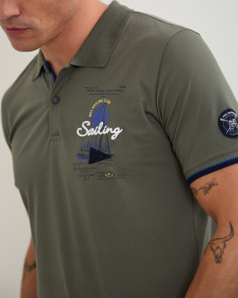 Olive Pique Sailing Polo