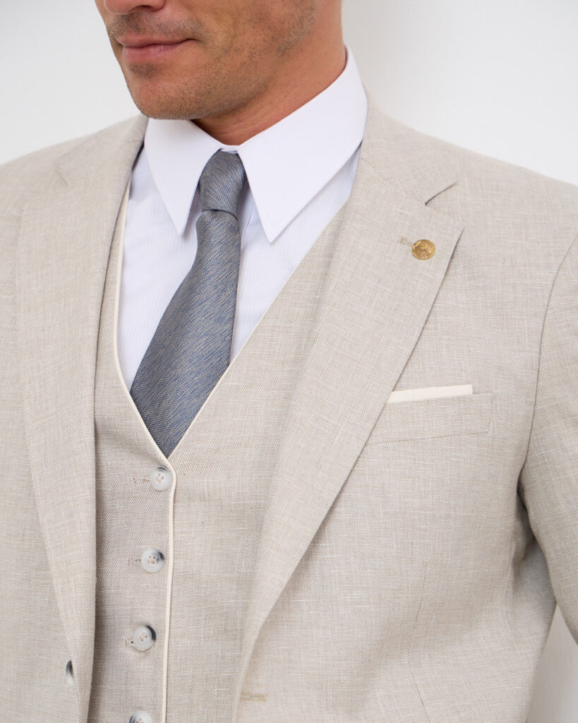 Beige Cadence Linen Suit