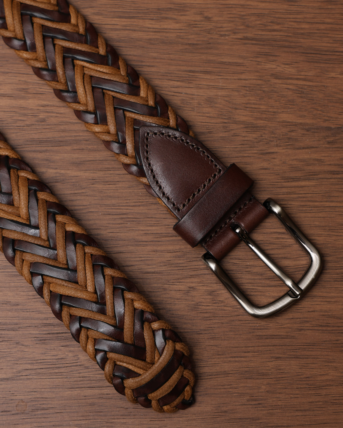 Brown Braided Leather Belt